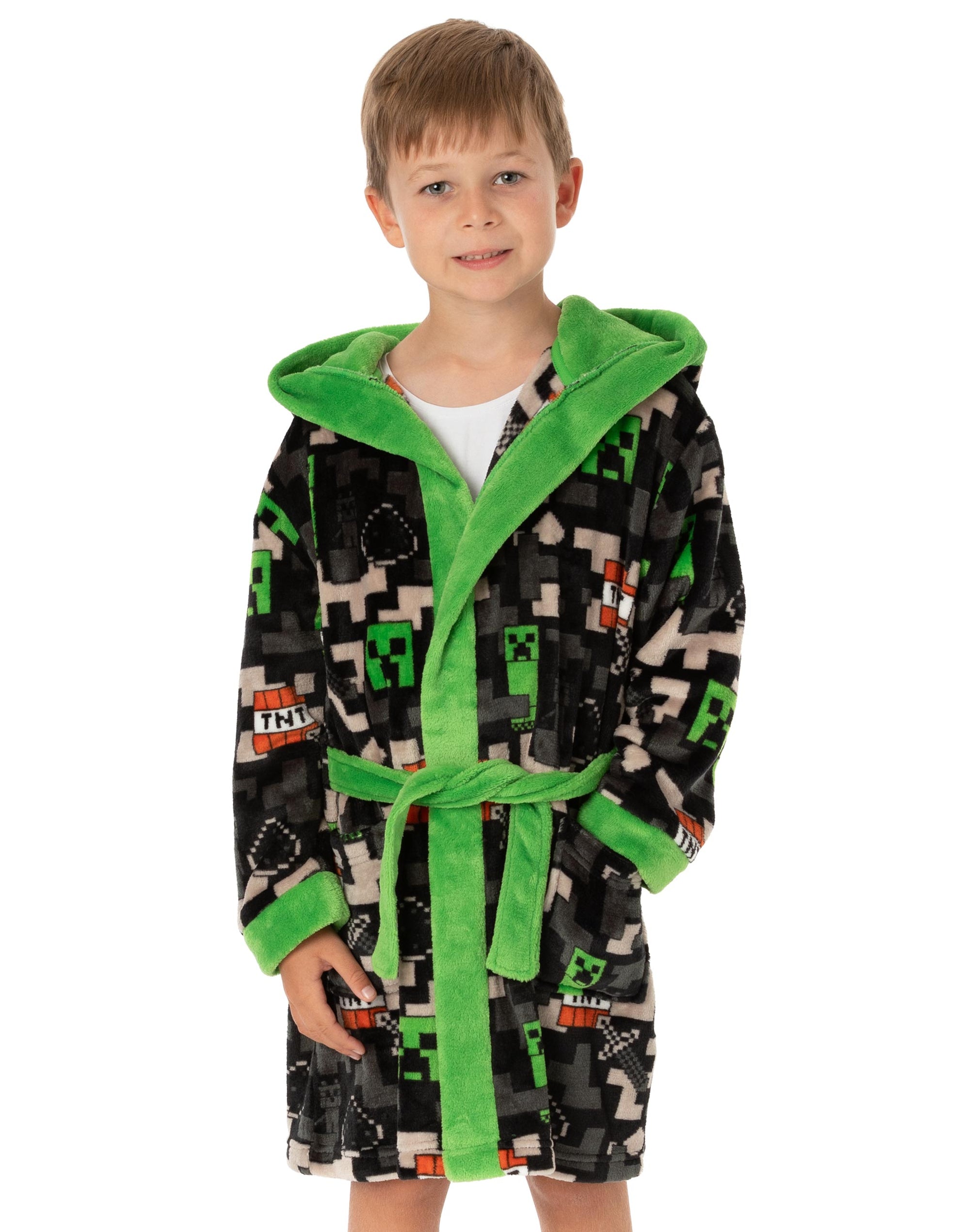 Minecraft Boys Creeper & TNT Dressing Gown — Vanilla Underground