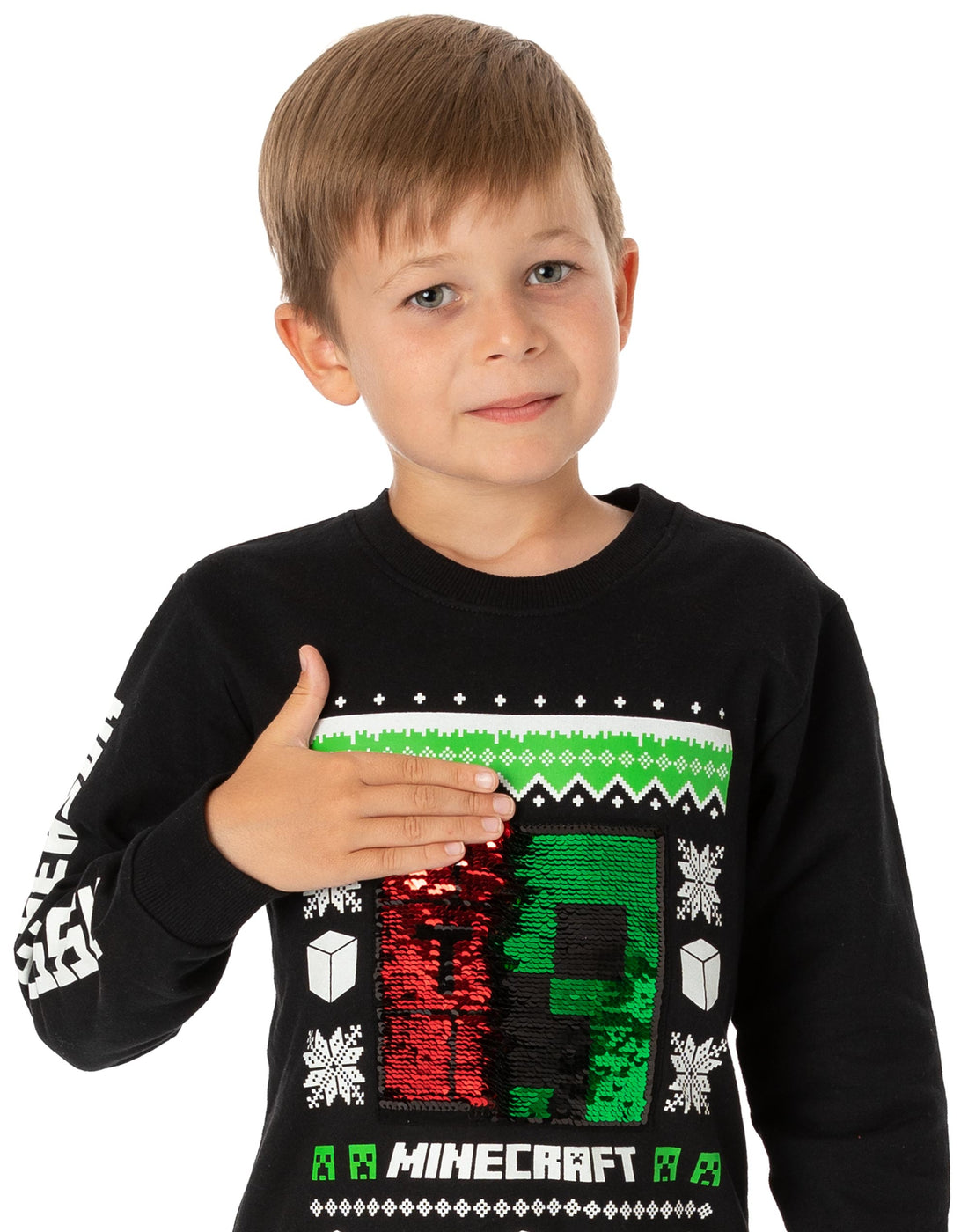 Minecraft Creeper Sequin Kids Christmas Jumper — Vanilla Underground