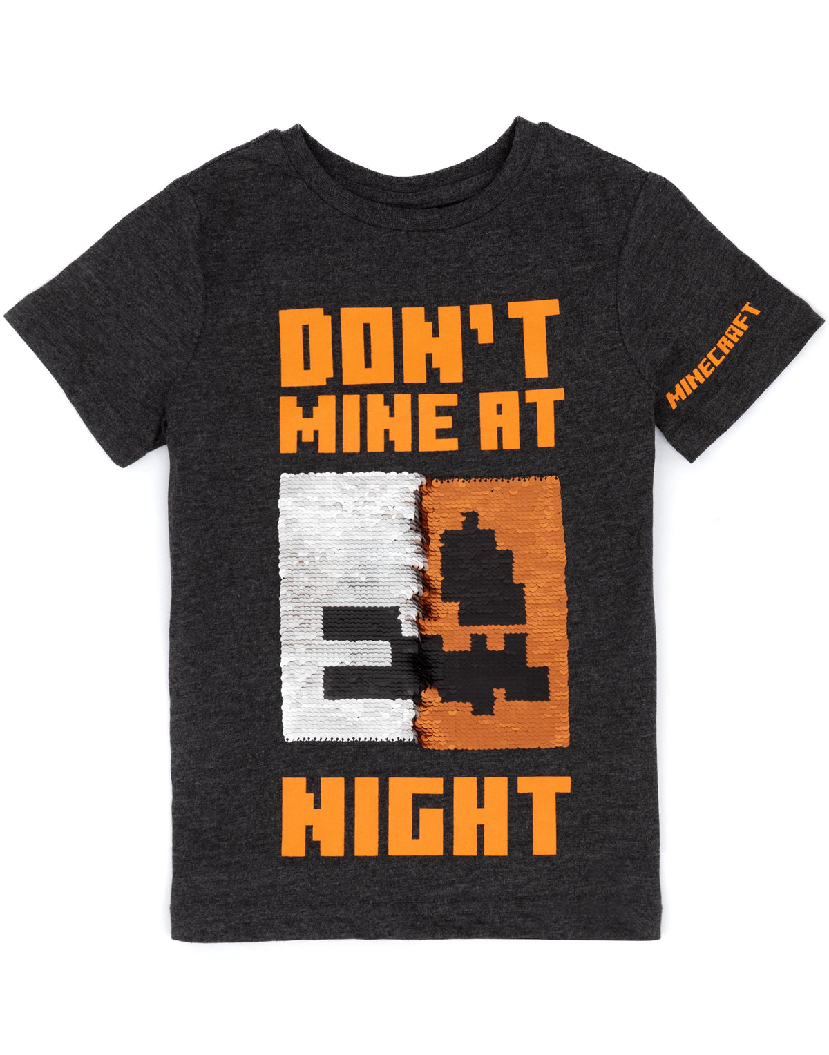 Minecraft Flip Sequin DON'T MINE AT NIGHT Kids Tshirt — Vanilla Underground